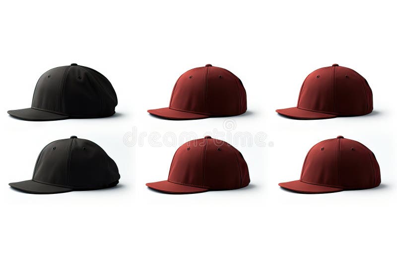 Set of Front, Side, Top and Back Views of Snapback Baseball Cap ...
