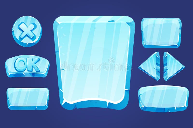 Set Game Menu Assets Ice Buttons, Interface Elements 2d in Cartoon ... Set Game Menu Assets Ice Buttons, Interface Elements 2d in Cartoon ...