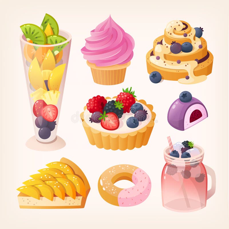 Fruit desserts stock vector. Illustration of apricot - 71877199