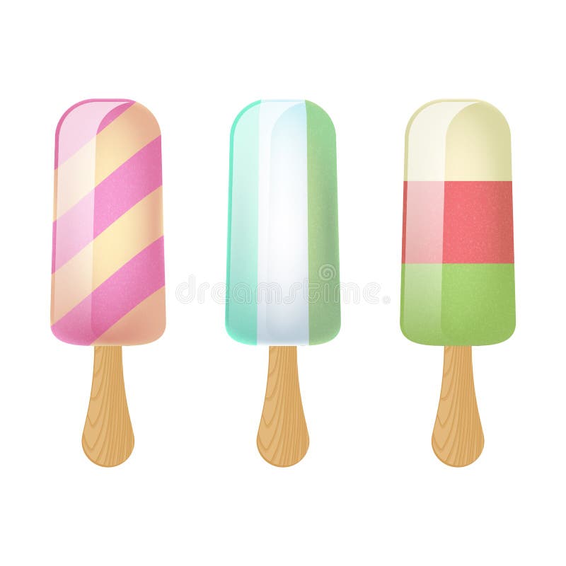 Set Fruit Ice Cream Pops Sticks Stock Illustrations – 7 Set Fruit Ice ...