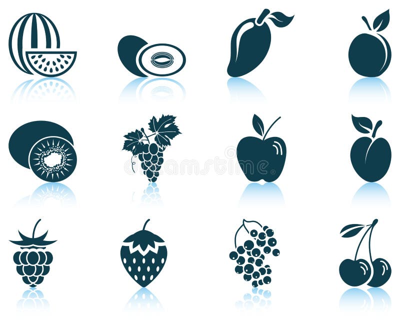 Fruit Icon Set Flat Design Vector Illustration Stock Vector ...