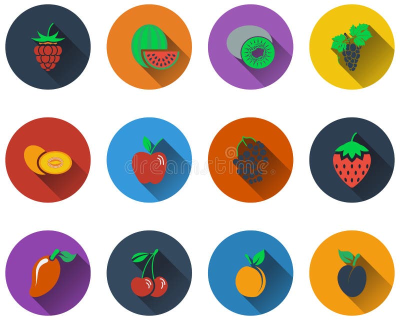 Set of fruit icons stock vector. Illustration of food - 55559250