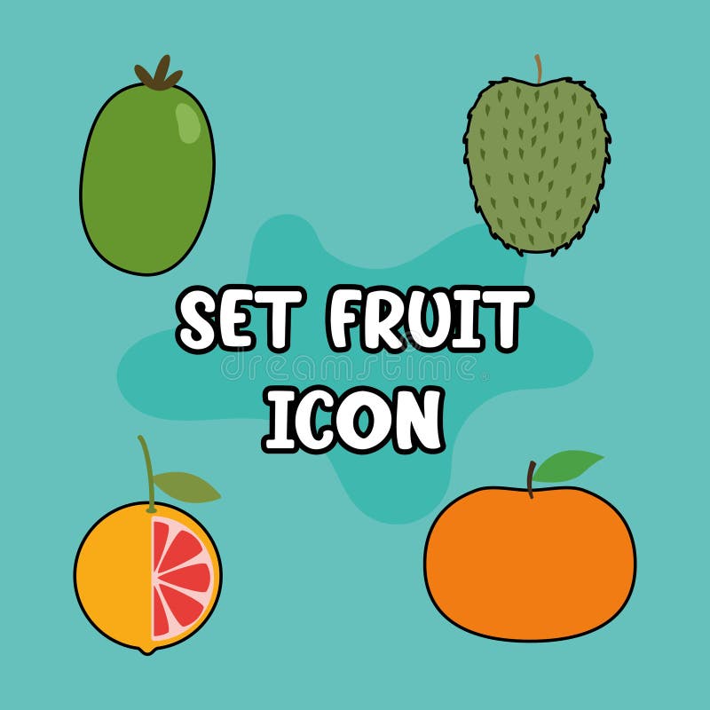 Set of fruit icons Vector stock vector. Illustration of tangerine ...