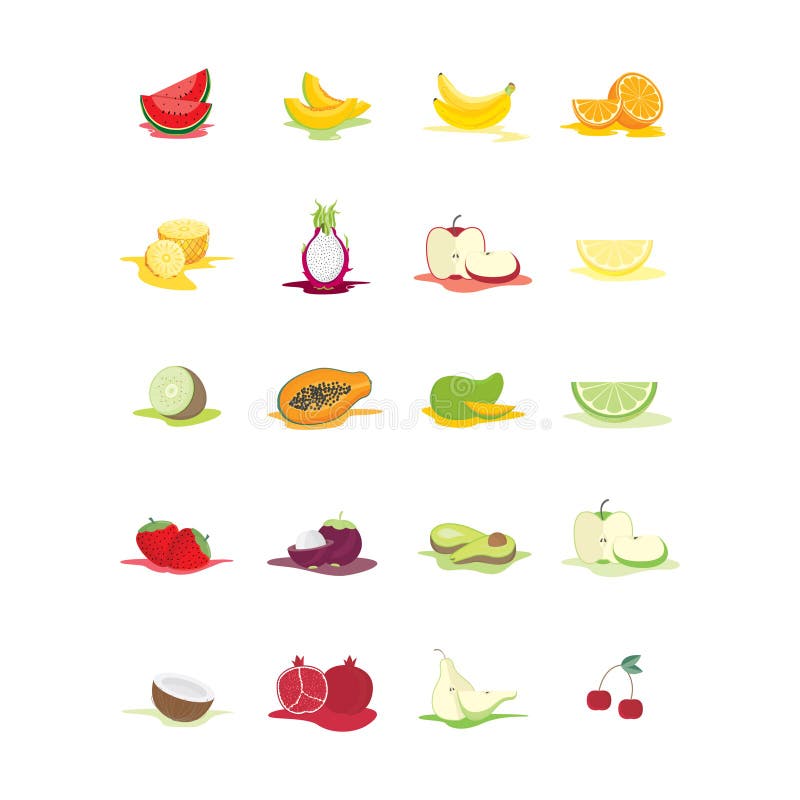 Set of Fruit Icons. Vector Illustration Decorative Design Stock Vector ...