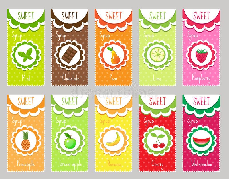 Set Fruit Labels, Emblem. Template for Your Design. Vector Illustration ...