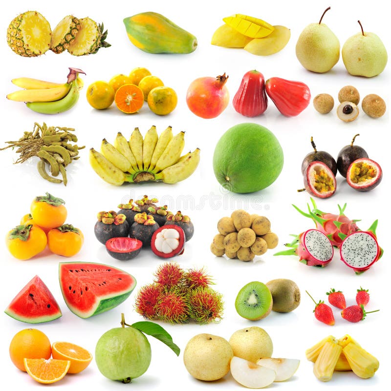 Set of Fruit on White Background Stock Image - Image of persimmon ...