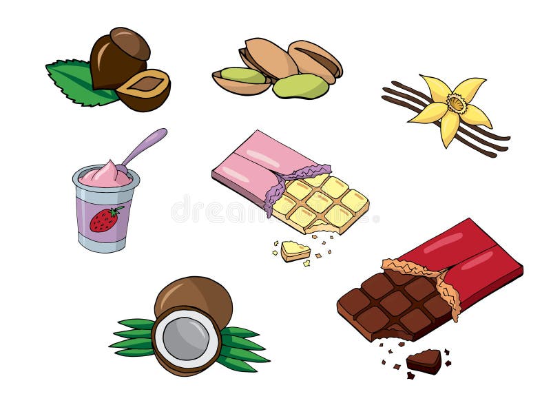Set of Fruits and Chocolate. Vector Illustration Stock Vector ...