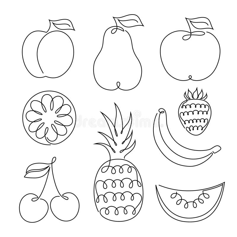 Fruits Icon Vectors Pack stock vector. Illustration of juicy - 154247249