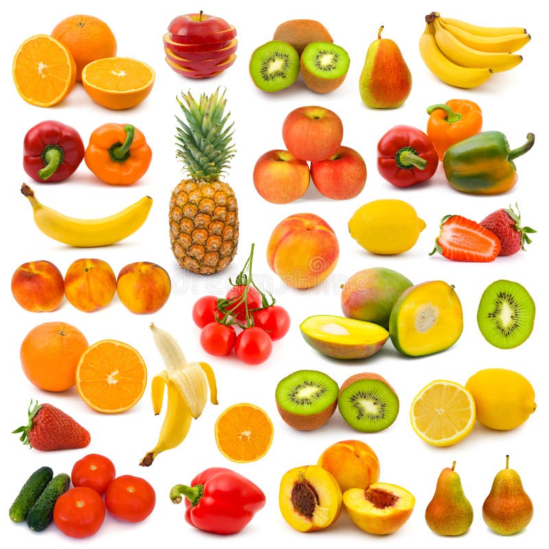 Set of Fruits and Vegetables Stock Photo - Image of ingredient, orange ...