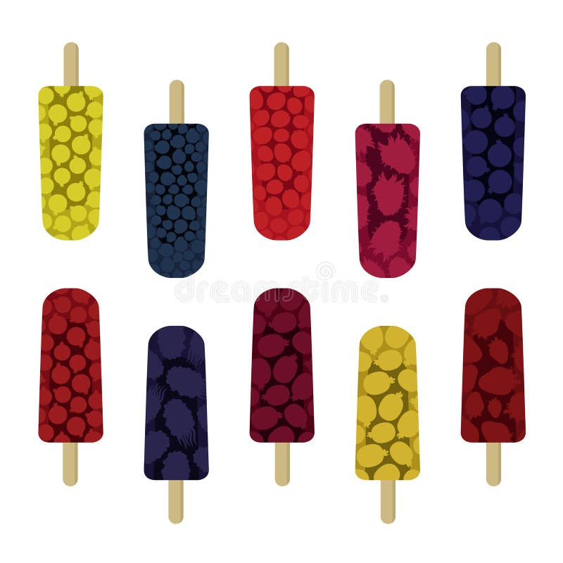 Fruity ice pops set stock vector. Illustration of currant - 131074016