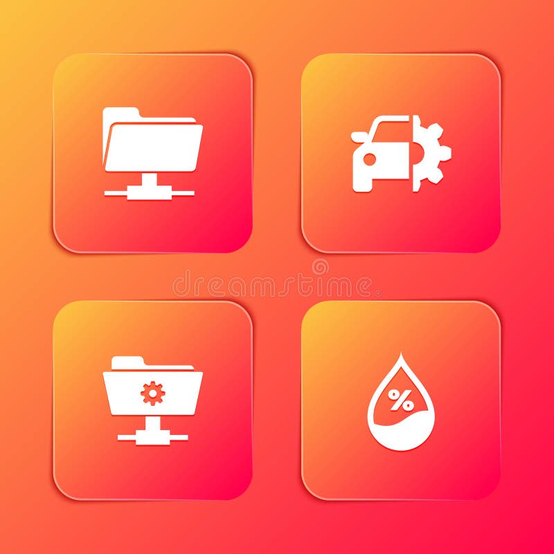 Set FTP Folder, Car Service, Settings and Water Drop Percentage Icon ...