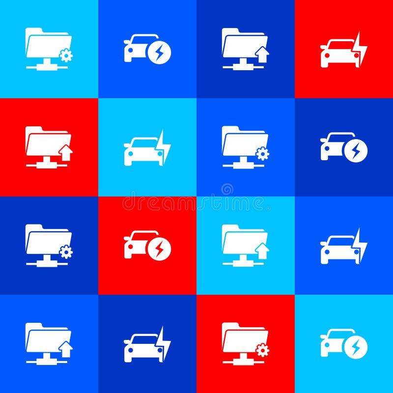 Set FTP Settings Folder, Electric Car, Upload and Icon. Vector Stock ...