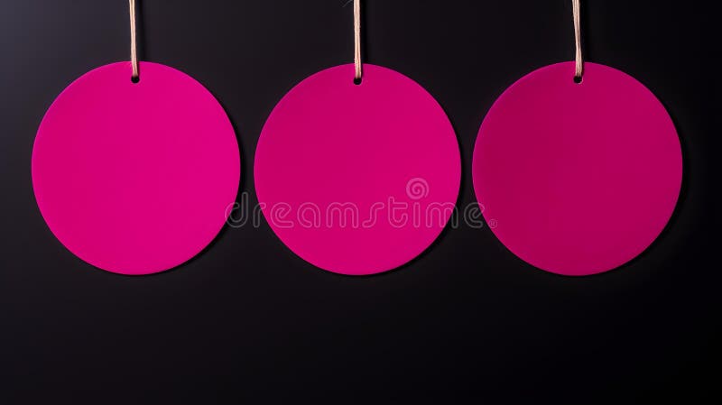Set of Fuchsia Round Paper Notes on a Black Background. Brainstorming ...
