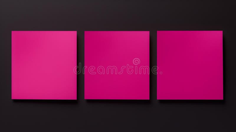 Set of Fuchsia Square Paper Notes on a Black Background. Brainstorming ...