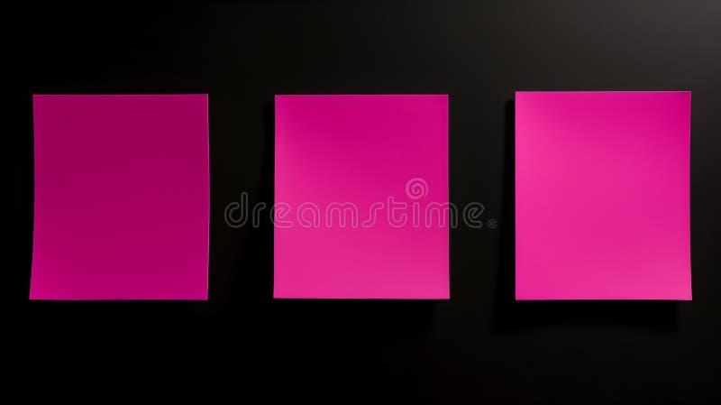 Set of Fuchsia Square Paper Notes on a Black Background. Brainstorming ...