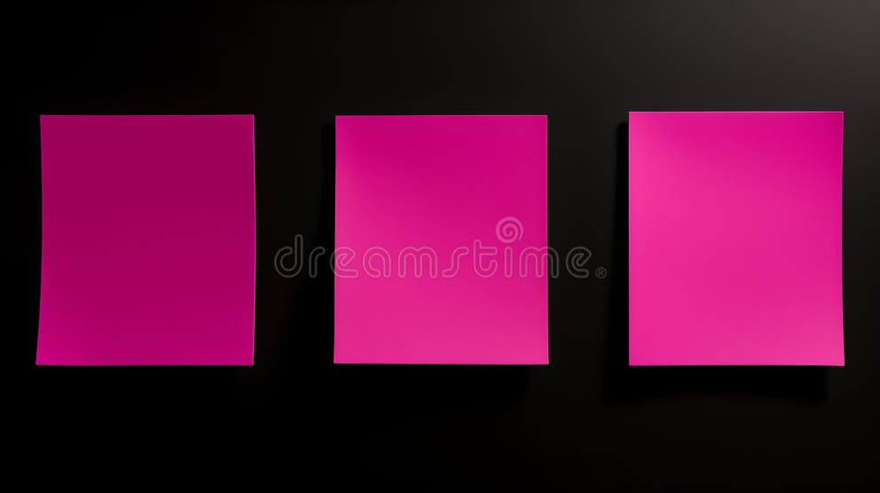 Set of Fuchsia Square Paper Notes on a Black Background. Brainstorming ...