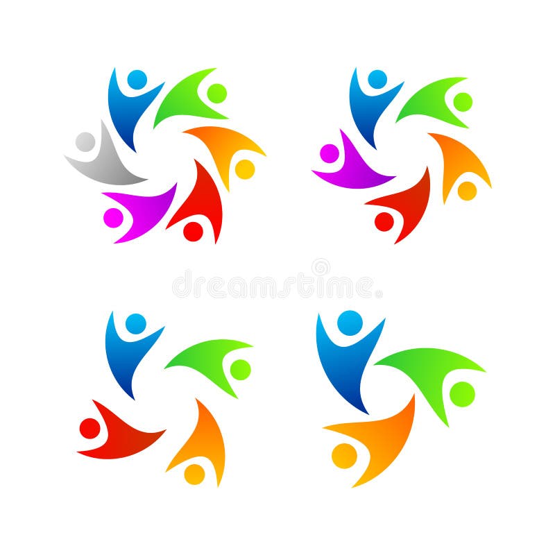 Set of Full Color People Logo Template Stock Illustration ...