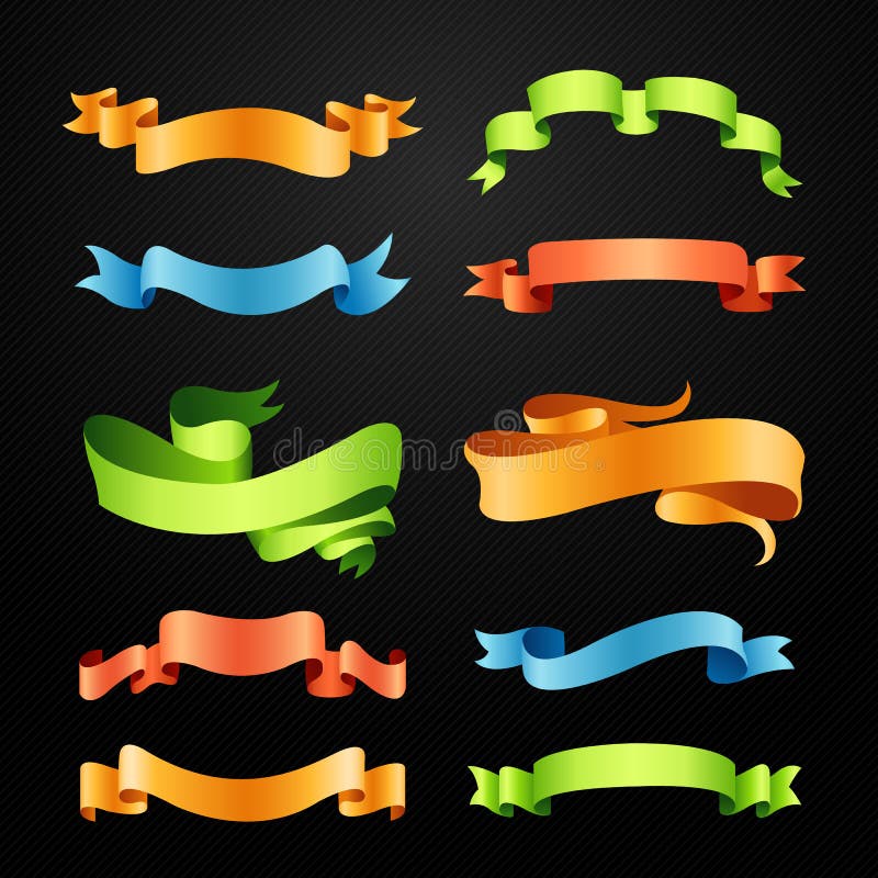 Set of full colors ribbons stock vector. Illustration of creative ...