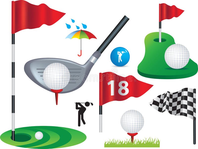 Set of Full Colour Golf Icons and Designs Stock Vector - Illustration ...