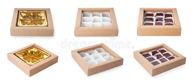 Full Empty Candy Boxes White Background Banner Design Stock Photos ...