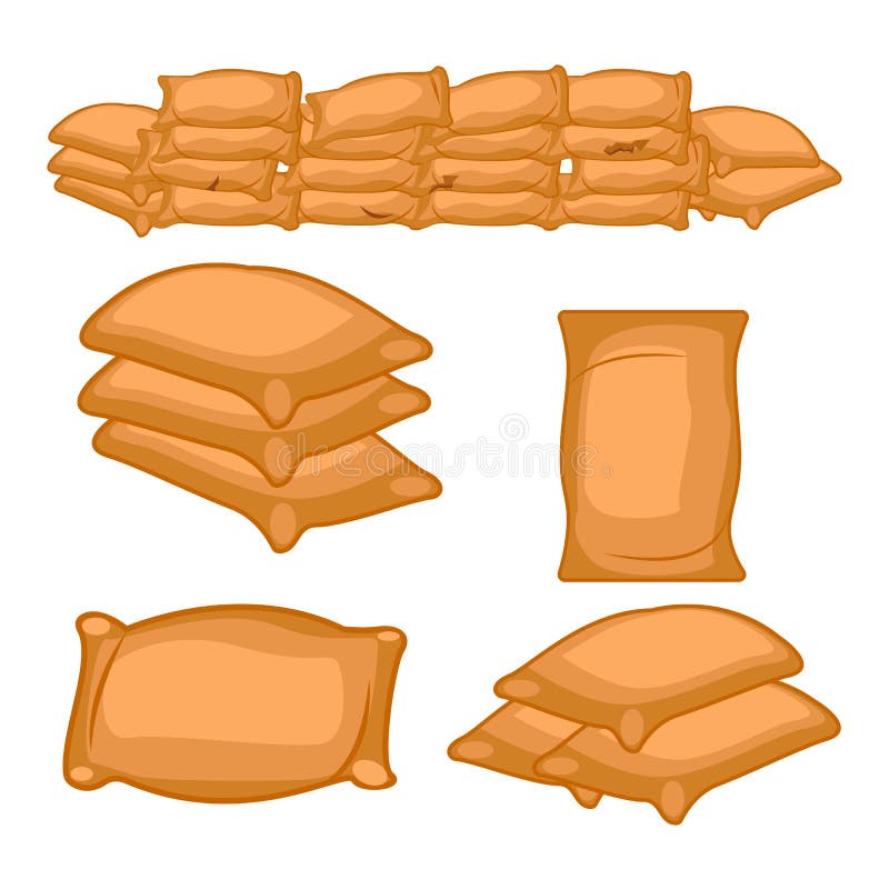 Set of Full Farmers Sack. Vector Cartoon Illustration Stock Vector ...