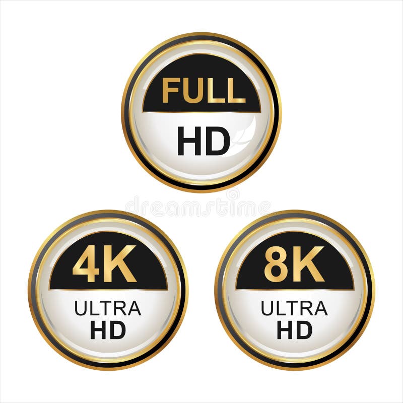 4k Ultra Hd Icons Set, UHD Screen Resolution Stock Vector ...