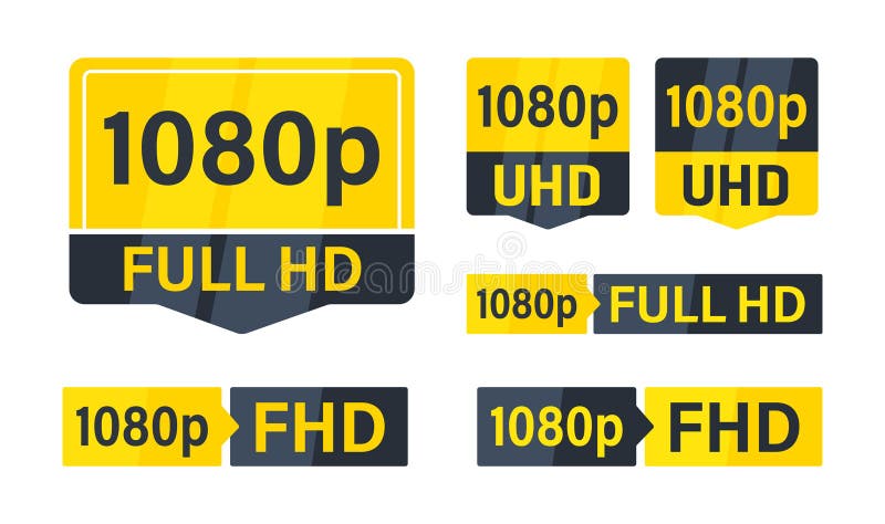 Set of Full Hd 1080p Screen Resolution Icons, Indicating High ...