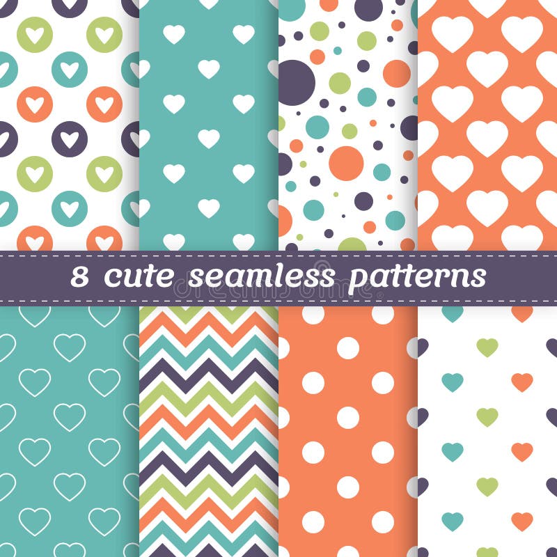 Set of 8 Fun Bright Colorful Vector Seamless Patterns Stock ...
