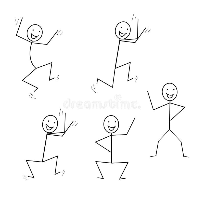 Happy Dancing Stick Man Isolated On White Backgroun Stock Vector ...