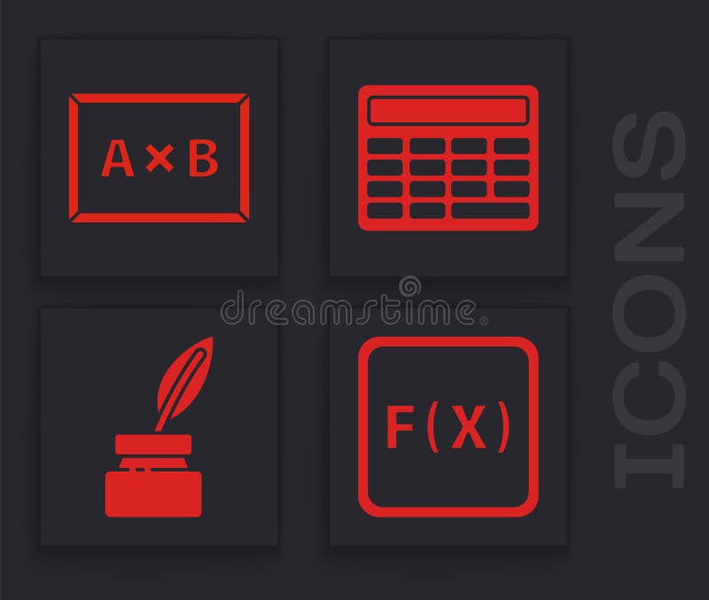 Set Function Mathematical Symbol, Chalkboard, Calculator and Feather ...