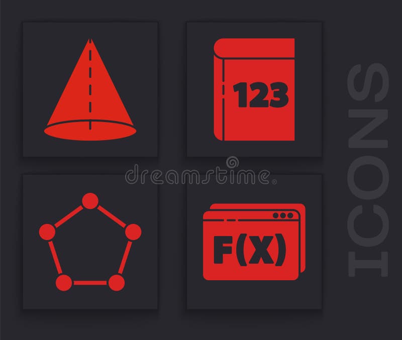 Set Function Mathematical Symbol, Geometric Figure Cone, Book with Word ...