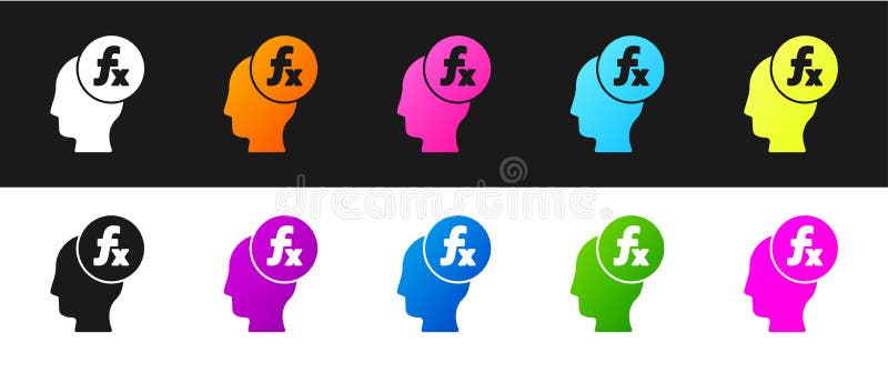 Set Function Mathematical Symbol Icon Isolated on Black and White ...