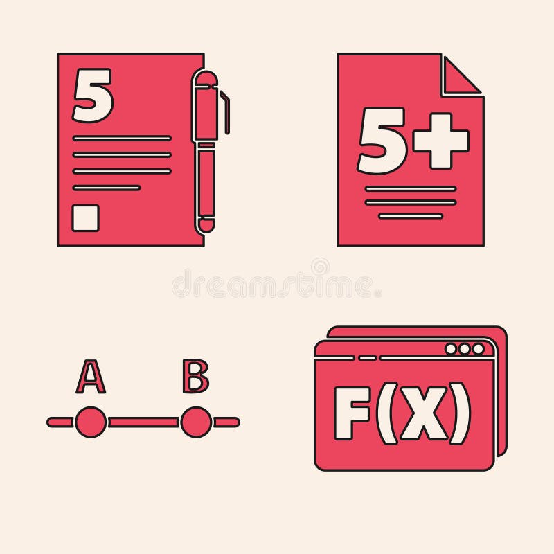Set Function Mathematical Symbol Test Or Exam Sheet And Pen Test Or