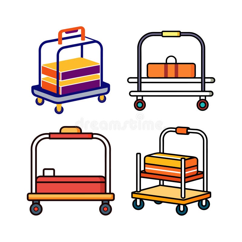Set of Functional Luggage Rack Design Stock Vector - Illustration of ...