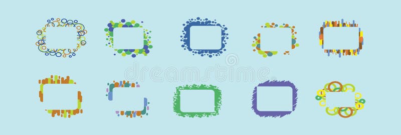 Set of Funky Frames Cartoon Icon Design Template with Various Models ...