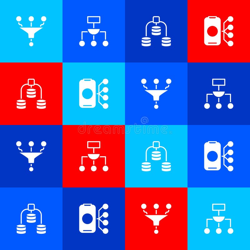 Set Funnel or Filter, Algorithm, Server, Data and Neural Network Icon ... Set Funnel or Filter, Algorithm, Server, Data and Neural Network Icon ...