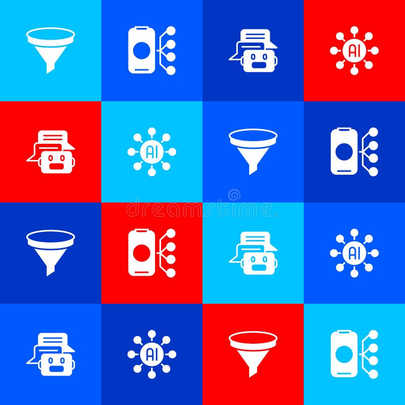Set Funnel or Filter, Neural Network, Chat Bot and Icon. Vector Stock ... Set Funnel or Filter, Neural Network, Chat Bot and Icon. Vector Stock ...