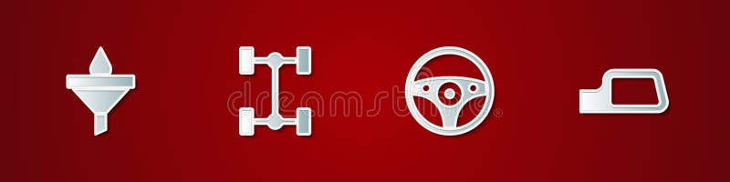 Set Funnel and Oil Drop, Chassis Car, Steering Wheel and Car Mirror ... Set Funnel and Oil Drop, Chassis Car, Steering Wheel and Car Mirror ...