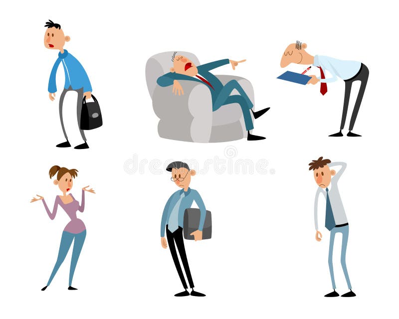 Set of Funny Business Characters Stock Vector - Illustration of ...