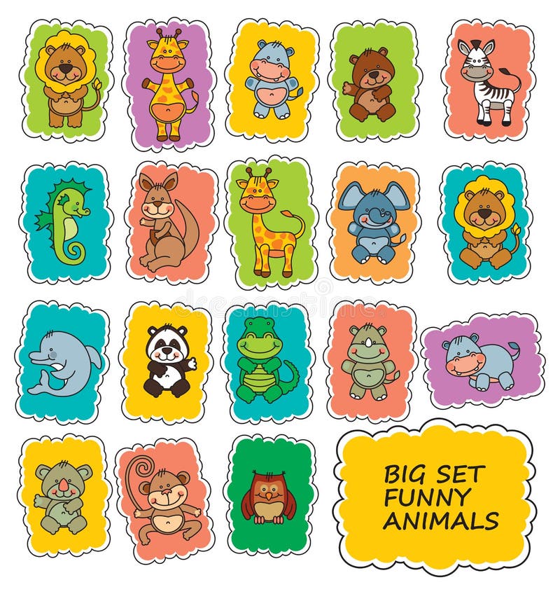 Set funny cartoon animals stock vector. Illustration of kangaroo - 32719279