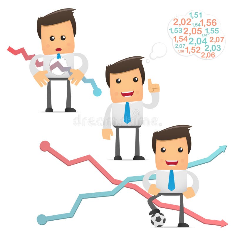 Set of Funny Cartoon Bookmaker Stock Vector - Illustration of defeat ...