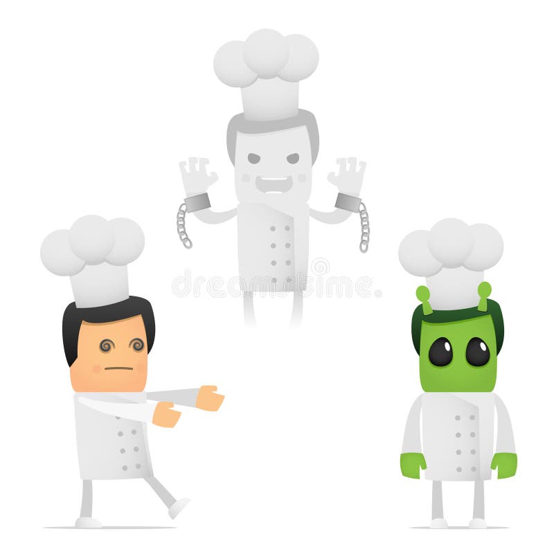 Set of funny cartoon chef stock vector. Illustration of caricature ...