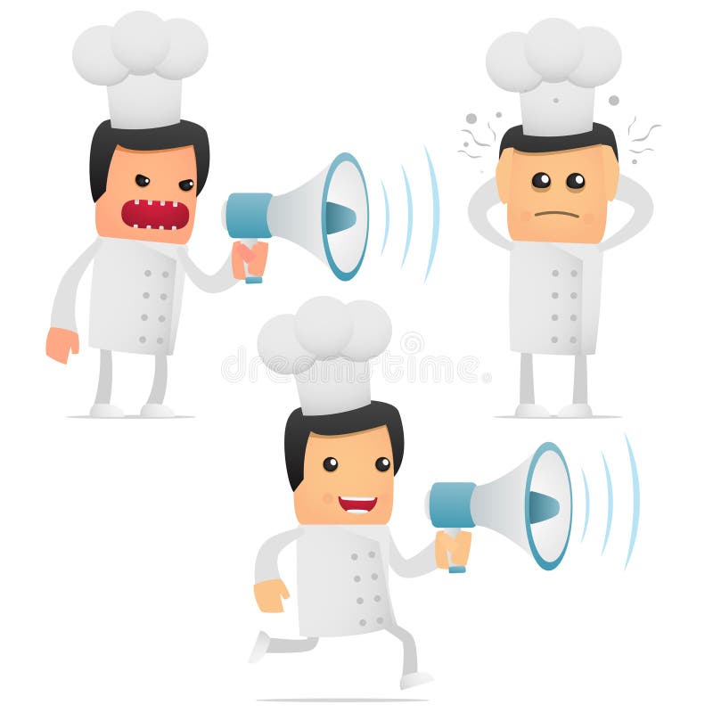 Set of funny cartoon chef stock vector. Illustration of caricature ...