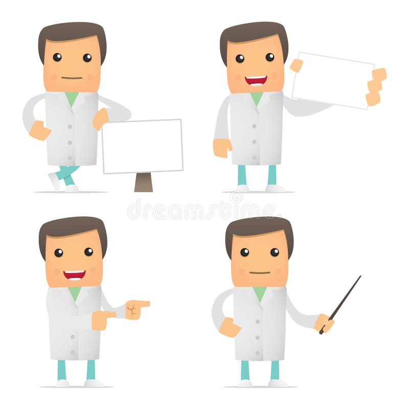 Set of Funny Cartoon Doctor Stock Vector - Illustration of cartoon ...