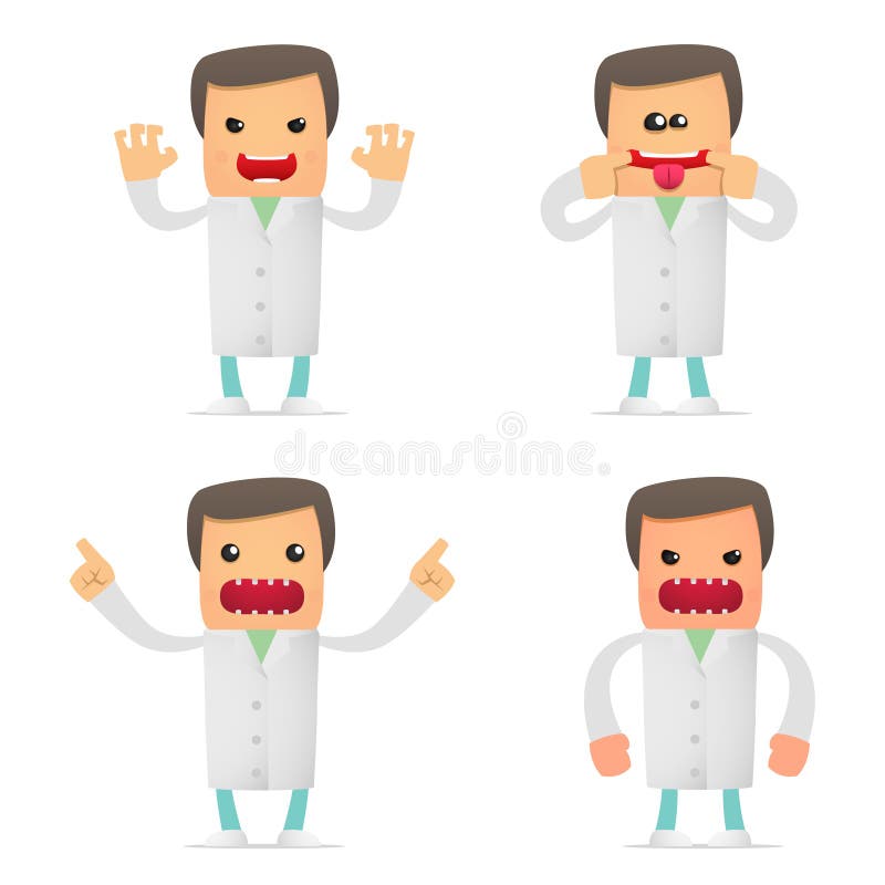 Set of Funny Cartoon Doctor Stock Vector - Illustration of surgeon ...