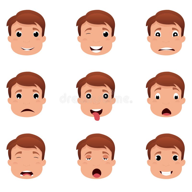 Set of funny cartoon faces stock illustration. Illustration of healthy ...