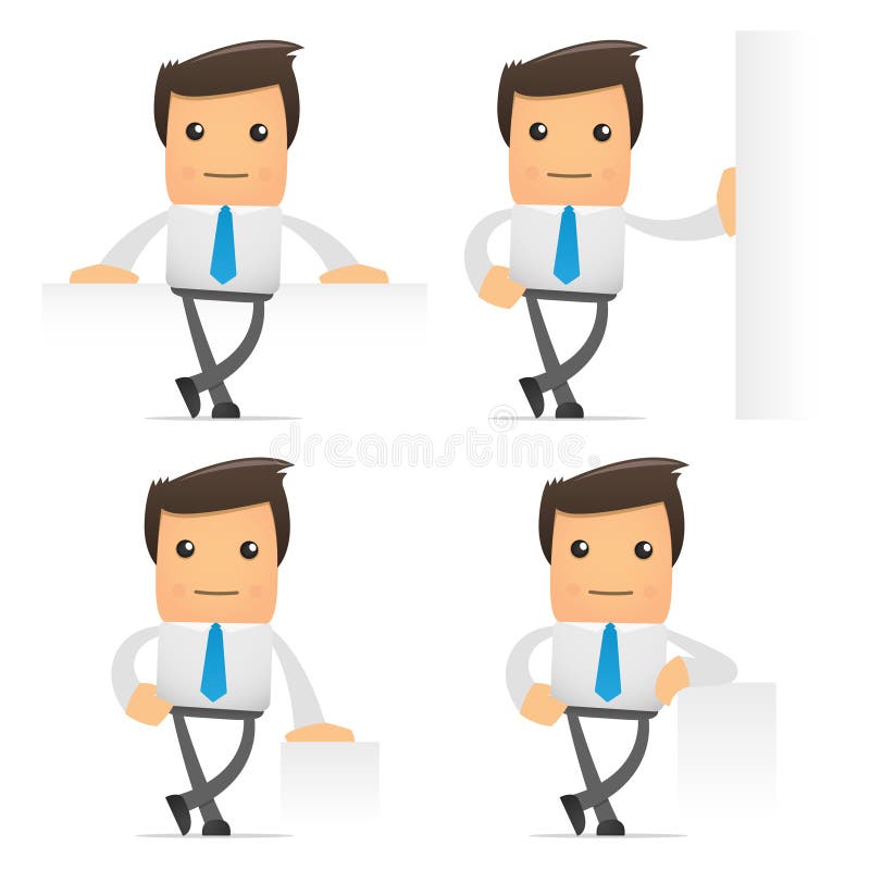 Set of Funny Cartoon Manager Stock Vector - Illustration of character ...