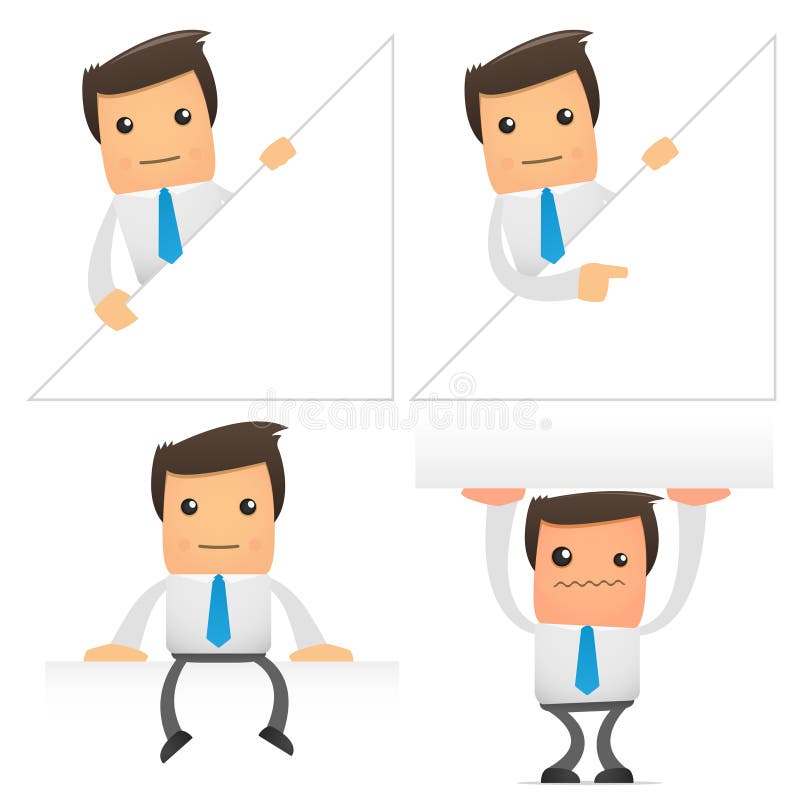 Set of Funny Cartoon Manager Stock Vector - Illustration of business ...