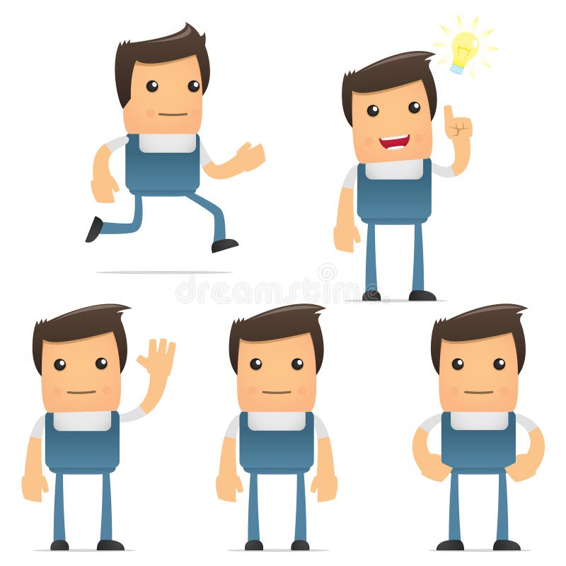 Set of Funny Cartoon Manager Stock Vector - Illustration of manual ...