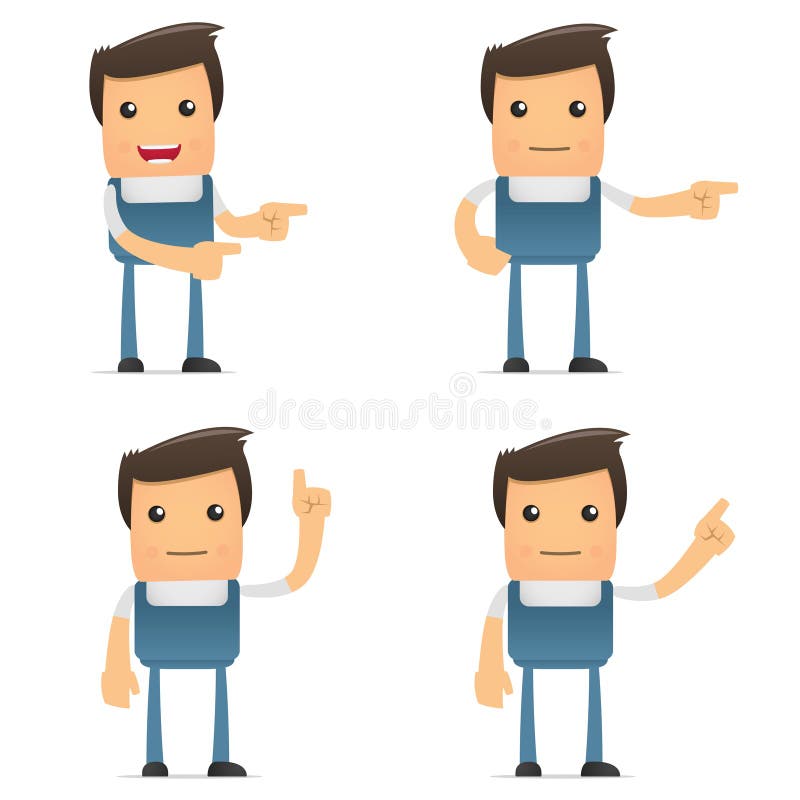 Set of Funny Cartoon Manager Stock Vector - Illustration of machinist ...